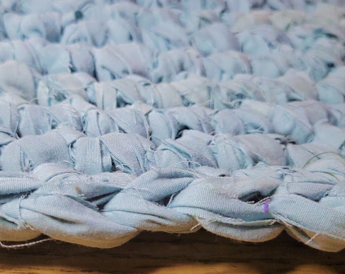 32” Round Rag Rug ~ Soft Green/blue ~ Traditional Crochet Rag Rug ...