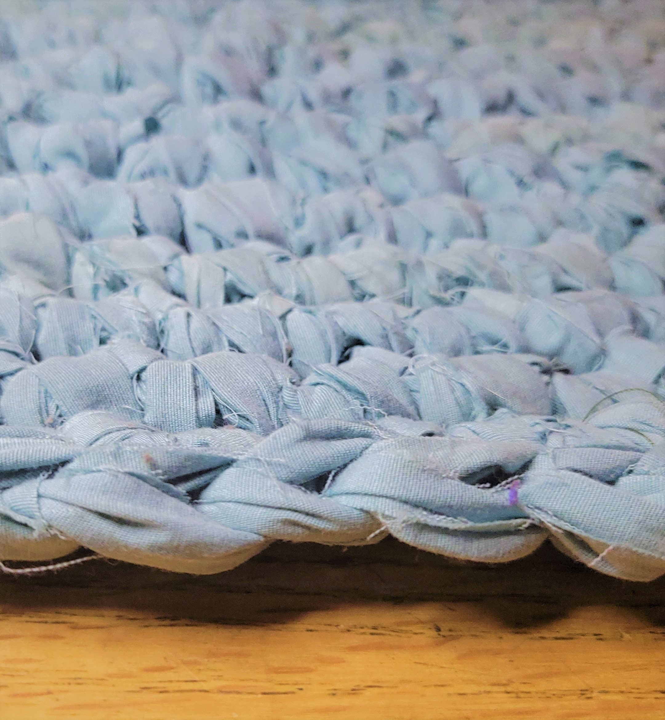 32 Round Rag Rug Soft Green/blue Traditional Crochet Rag Rug Childrens ...