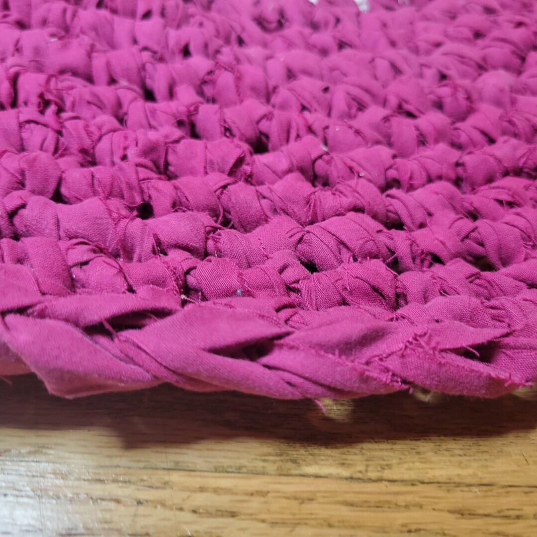 26 Round Rag Rug Bright Colored/fuschia/pink Traditional Crochet Rag ...