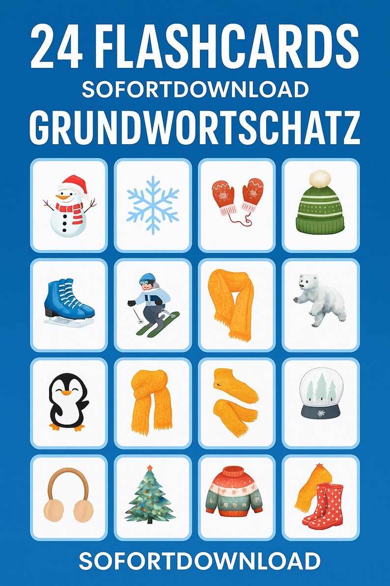 24 Winter Flashcards German-english • Winter Vocabulary Cards ...