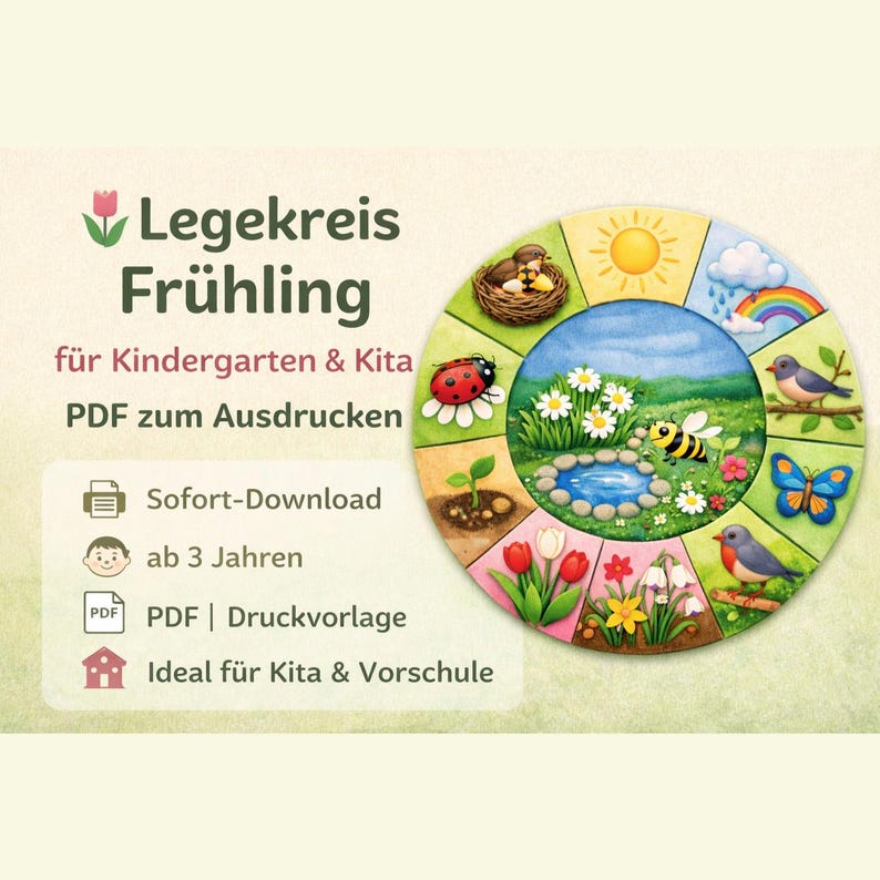 Spring Learning Circle – PDF Printable Template for Kindergarten ...