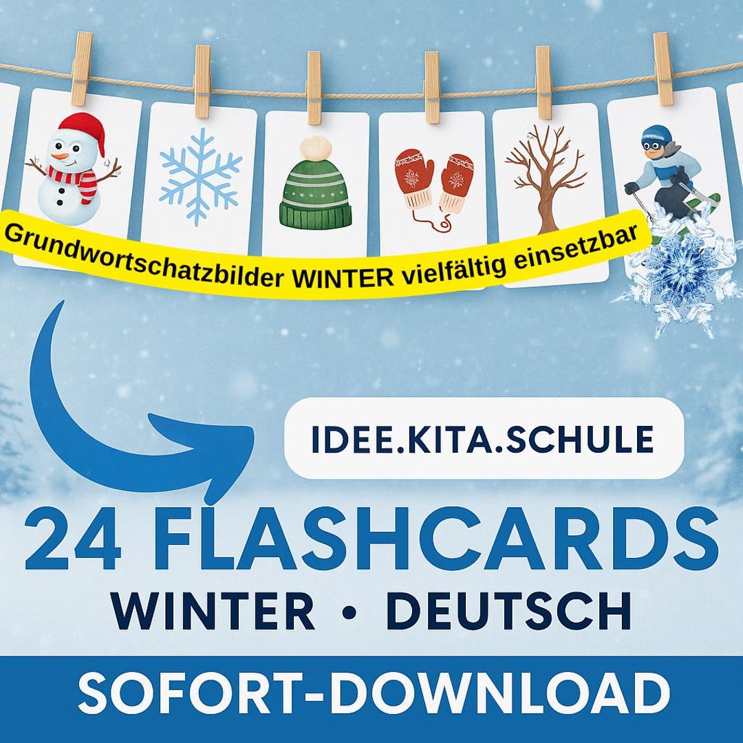 24 Winter Flashcards German-english • Winter Vocabulary Cards ...