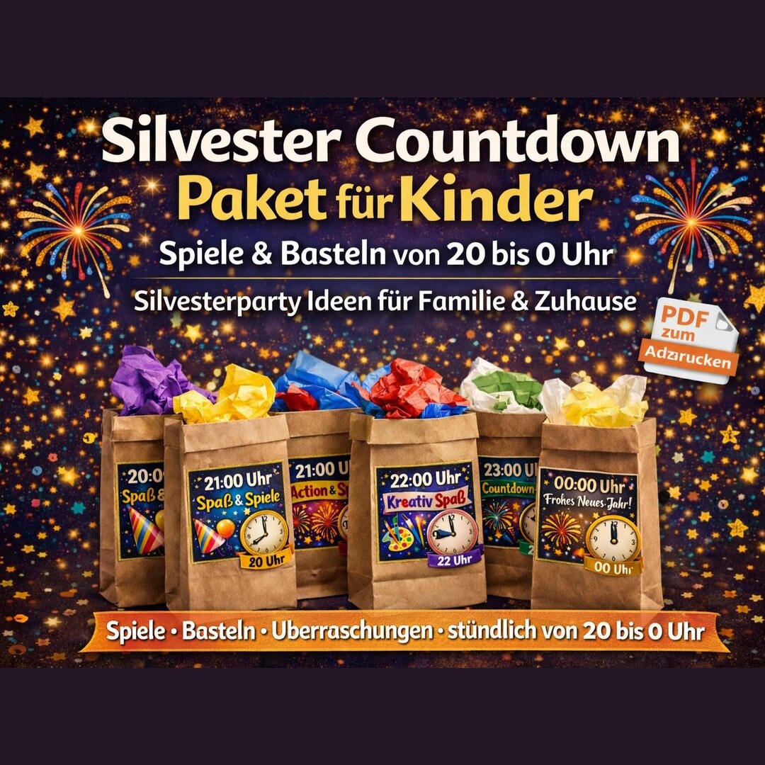 Silvester Countdown Paket für Kinder | Spiele & Basteln | Silvester ...