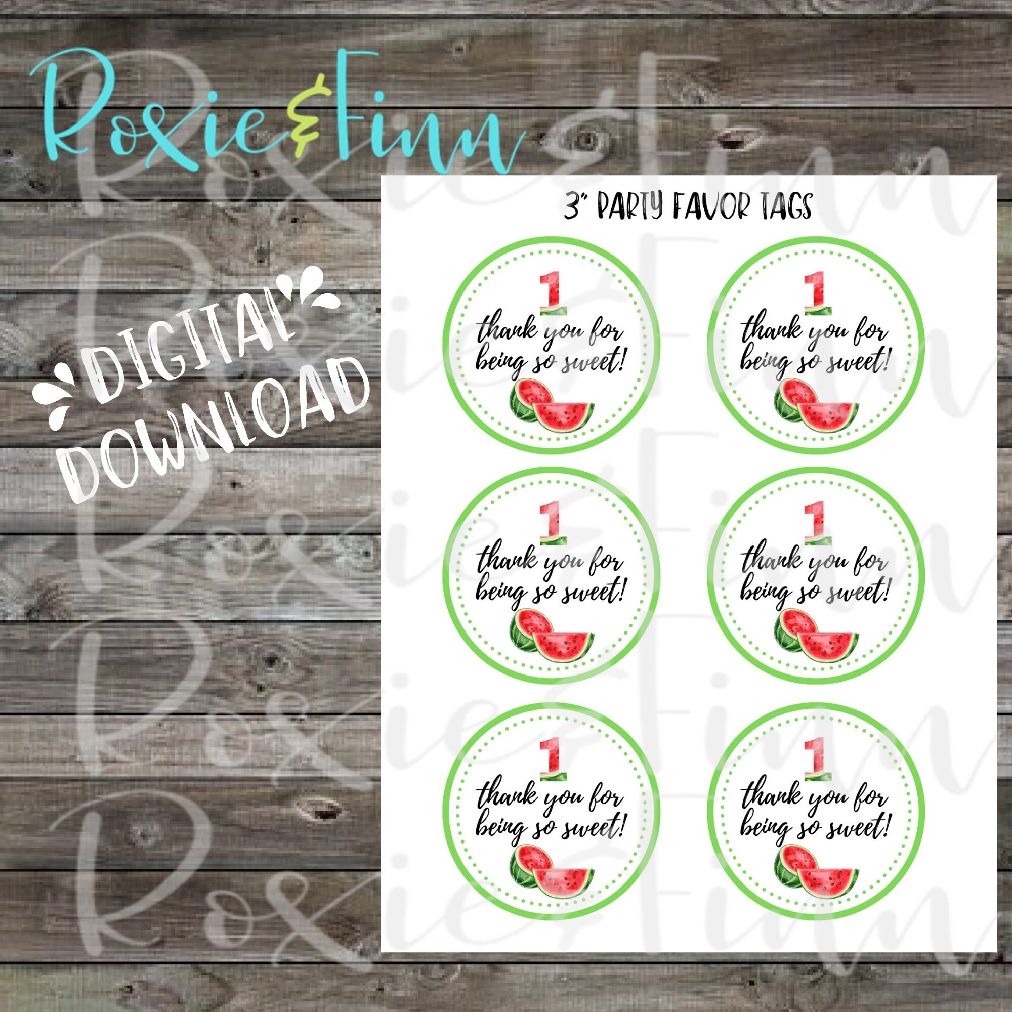 First Birthday, Watermelon Birthday Party Digital Download Package ...