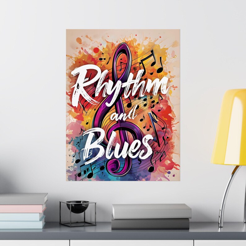 Colorful Music Art Print, Rhythm and Blues Poster, Wall Decor for ...