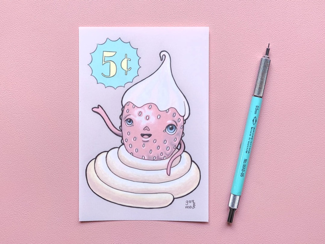 Small Original Art on Paper 4x6 Drawing Funnel Cake by Grelin Machin - Etsy