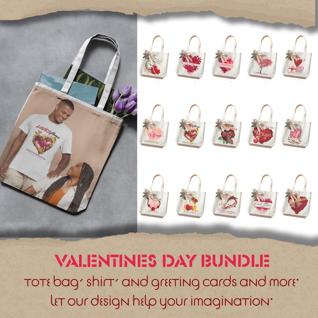 NEW! Valentines Day Digital Design Bundle, Love Tagline and Hearts File ...