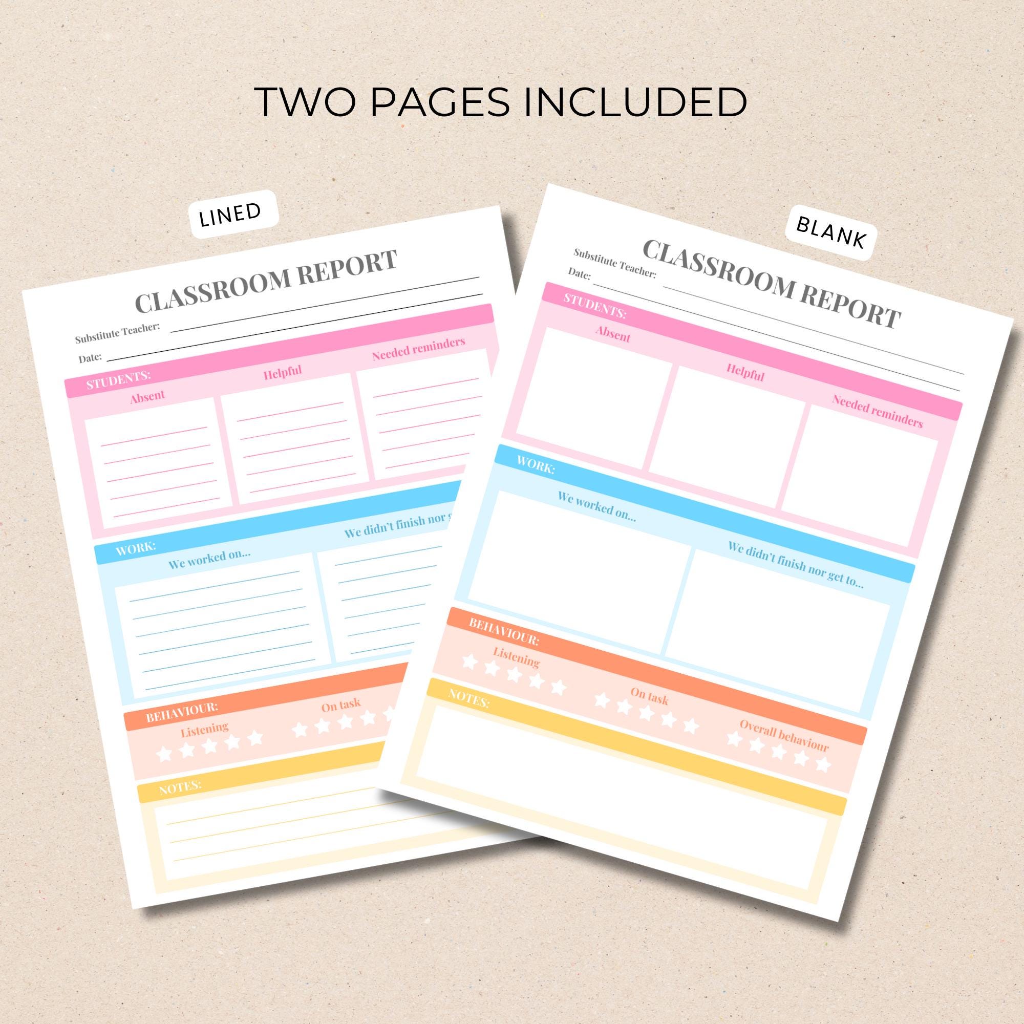 Editable Substitute Report Form | Canva Template for Teachers | Instant ...