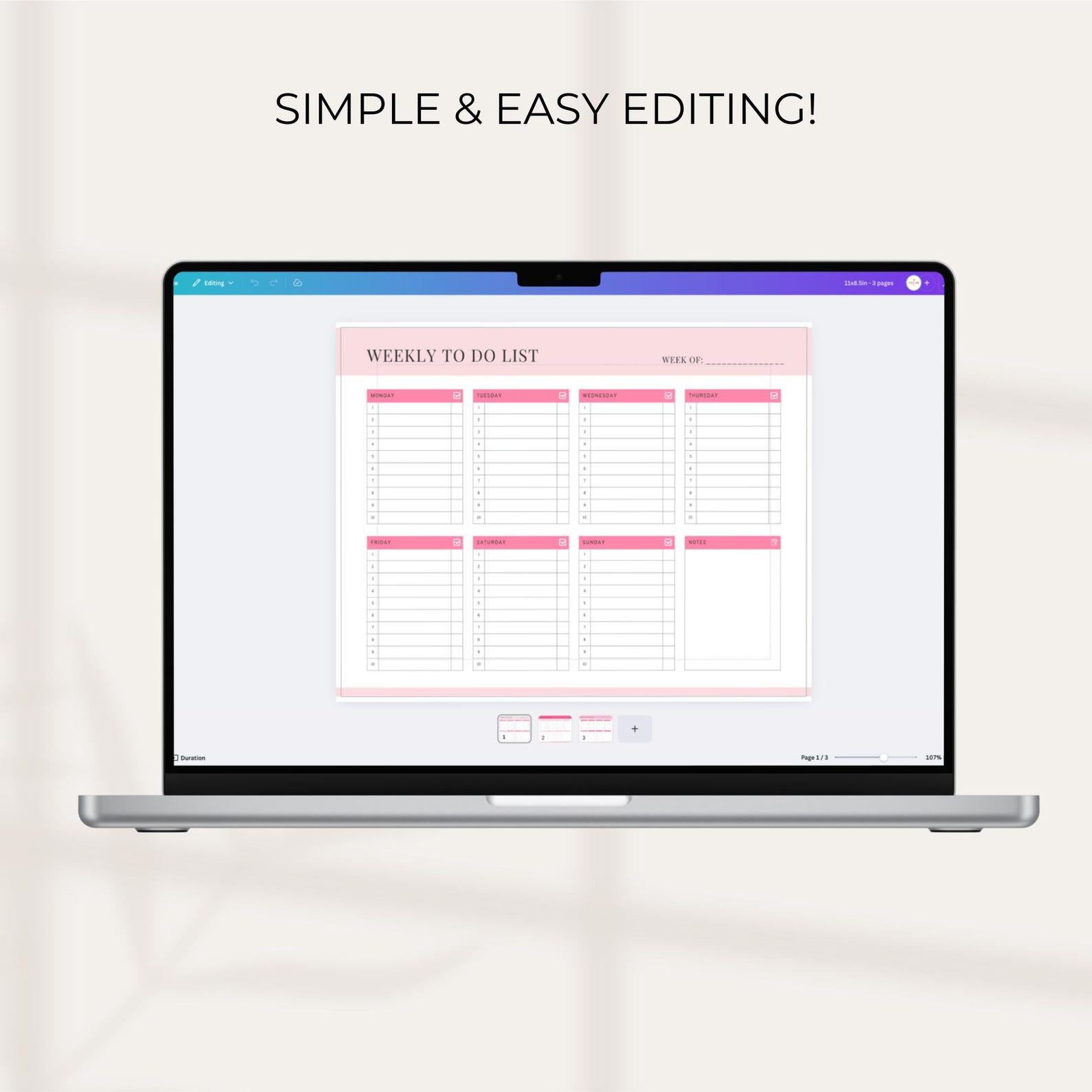 Editable Weekly To-do List Printable Bundle: Canva Template for ...