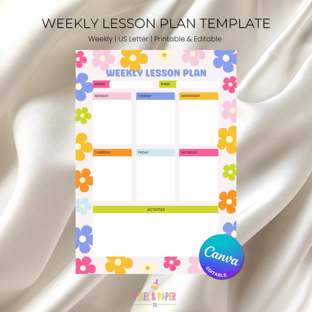 Editable Lesson Plan Template | Weekly Lesson Planner | Printable ...
