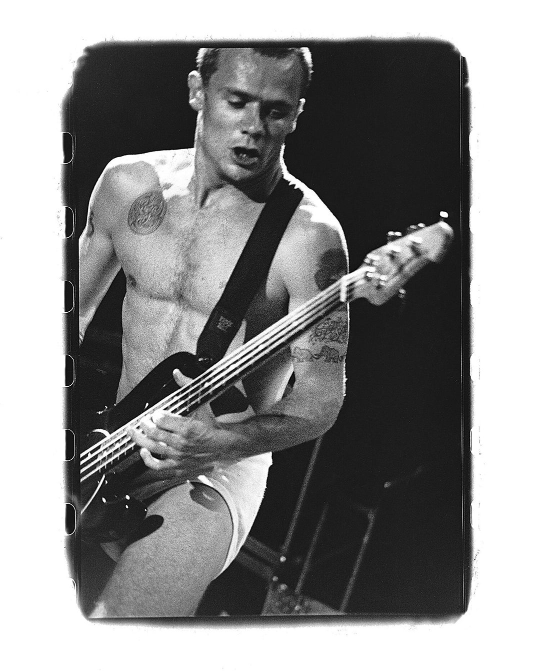 Concert Photo Flea Bass Player Red Hot Chile Peppers Black And White 90s Music Festival Art