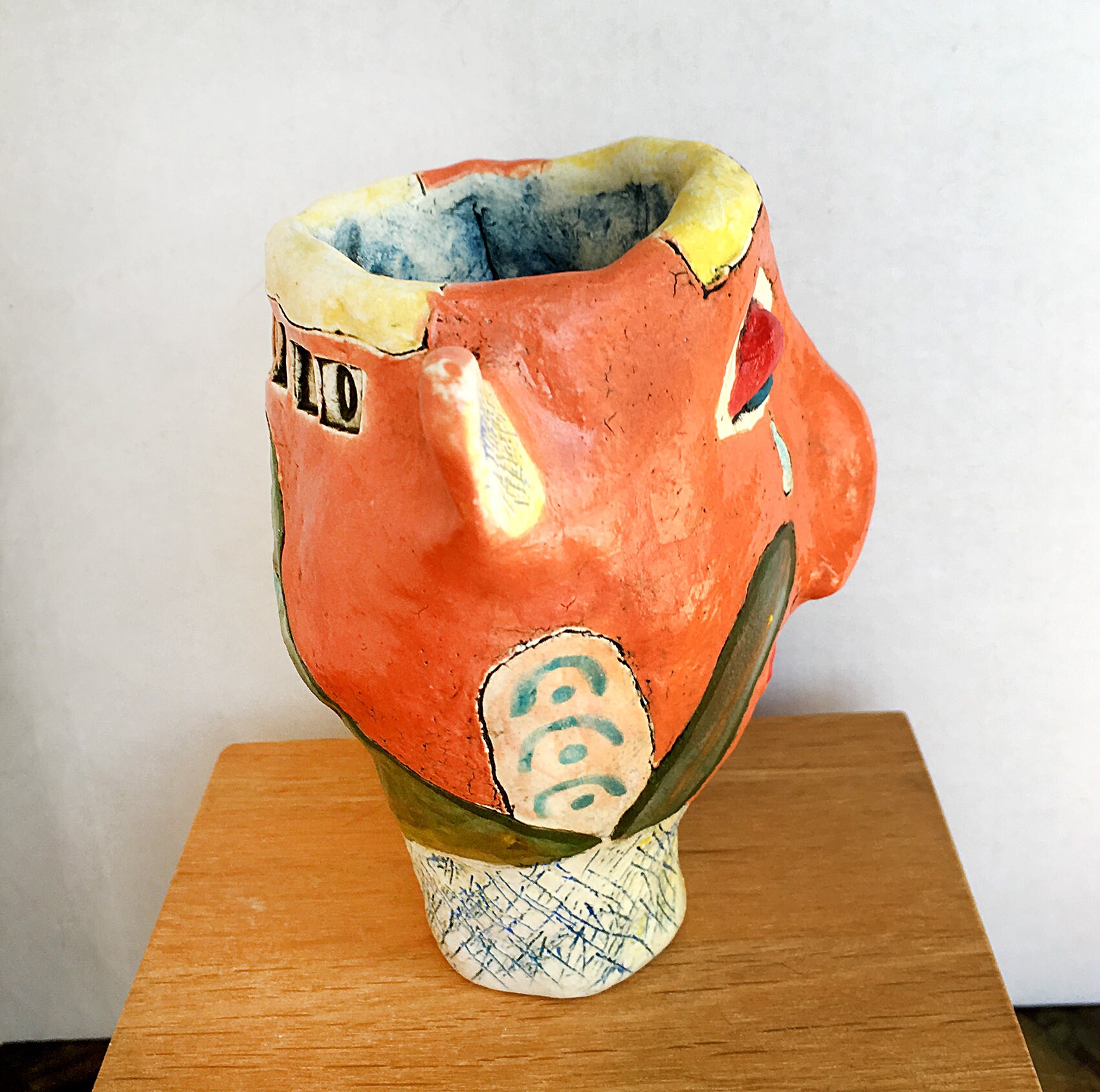 Handmade Ceramic Head Primitive Wabi Sabi Sculpture Art Ancient Alien ...