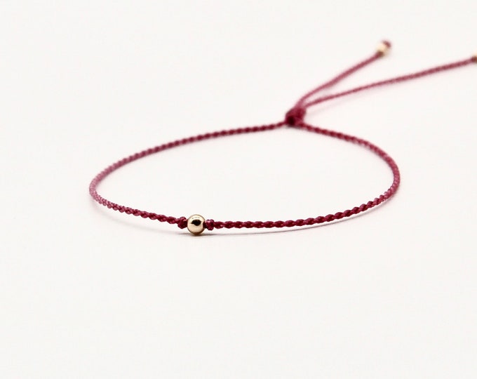 Thin String Bracelet Minimalist Gold Filled Beads Thread Good Luck ...