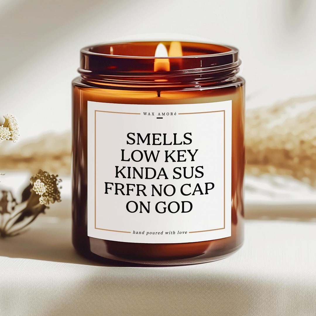 Smells Lowkey Kinda Sus Frfr No Cap Candle, Teenage Slang Gift, Funny ...