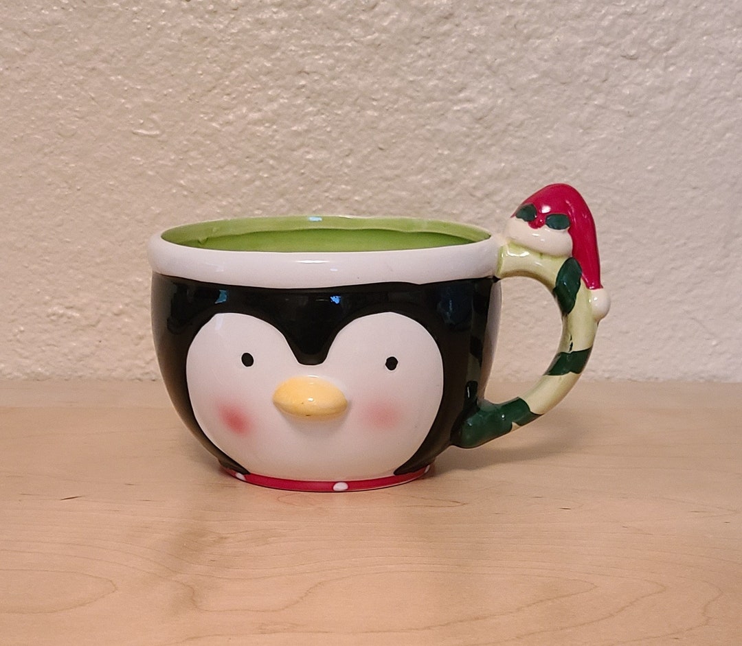 Penguin Hot Chocolate Mug Seasonal Winter Coffee Cup Christmas Holiday ...