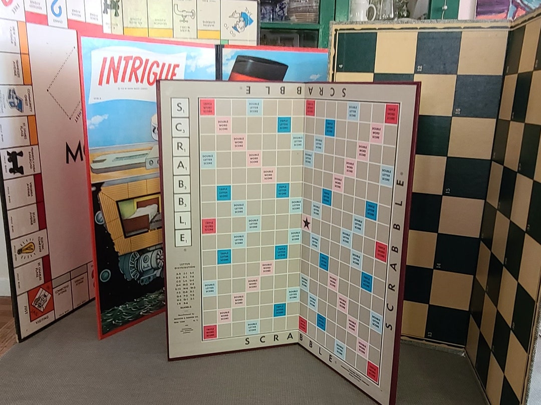 Vintage Game Boards 60s 70s 80s Monopoly Checkers Intrigue Scrabble in ...