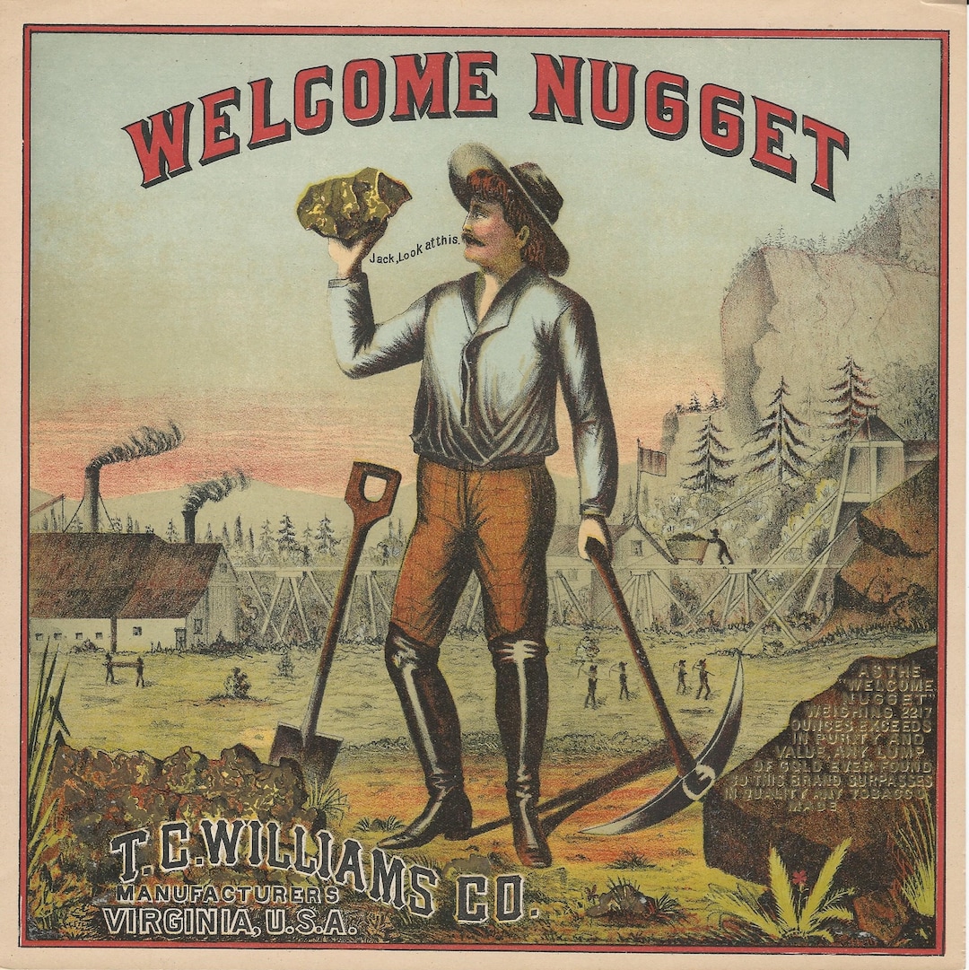 1860-1880s Original Rare "welcome Nugget" Brand 1860-1880s Tobacco ...