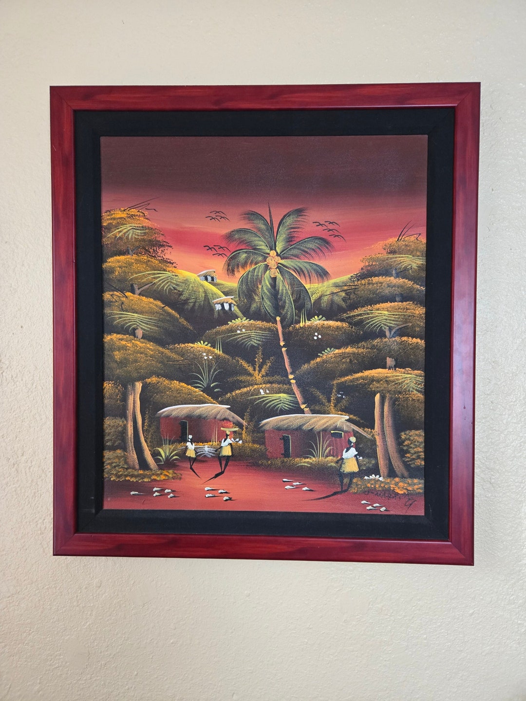 Haitian Art Painting Signed Savannah Street Artist Framed Caribbean ...