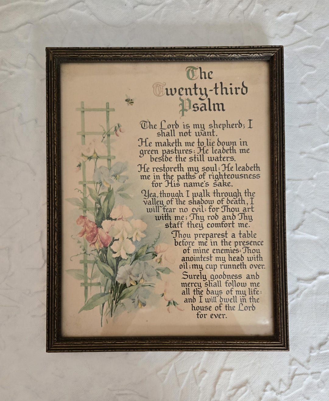 23rd Psalm Vintage Framed Calligraphy Print Art Illustration Religious ...