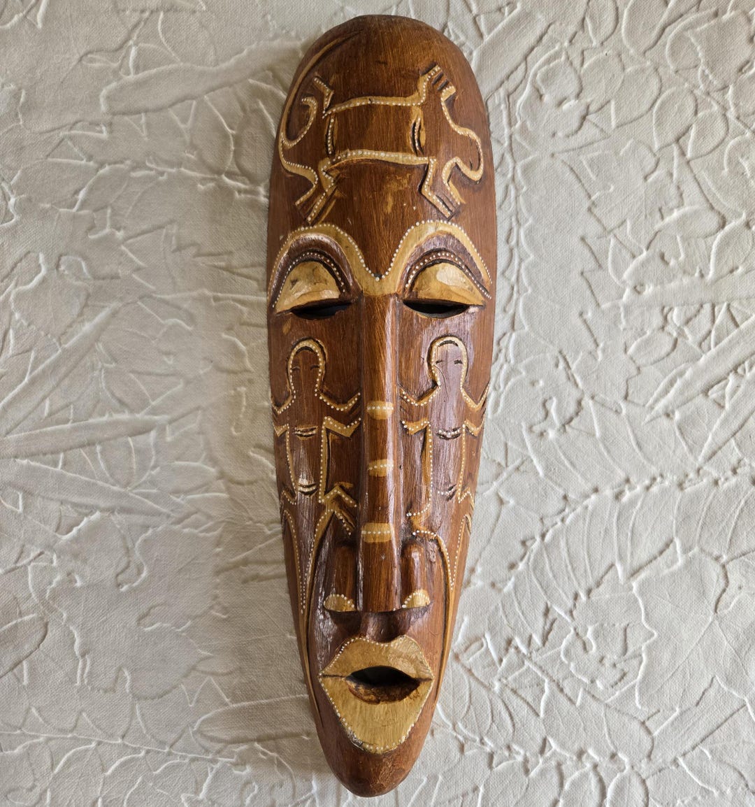 Hand Carved Wood Mask - 70s Boho Tiki Bar Decor - Etsy