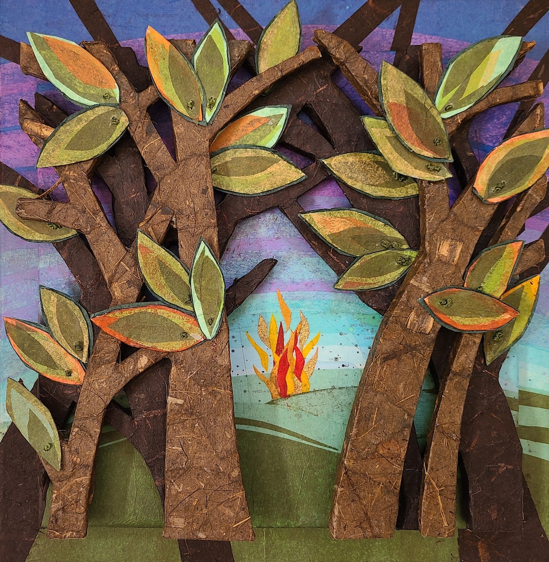 3D Multimedia Wall Art Forest Trees Paper Cardboard Construction Hand ...