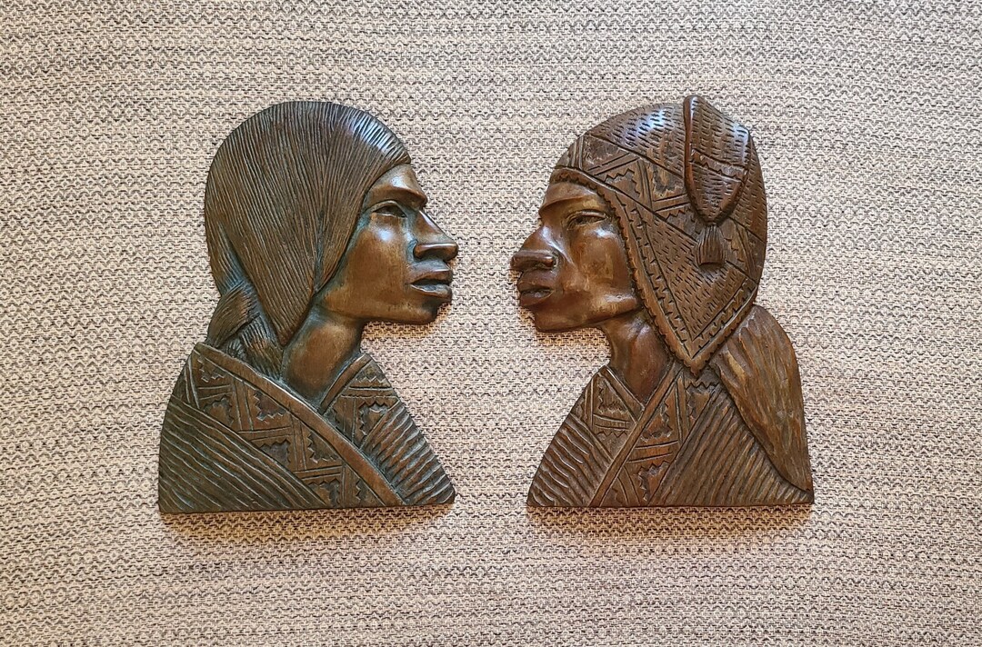 Indigenous Folk Art Sculpture Latin American Hand Carved Wood Wall ...