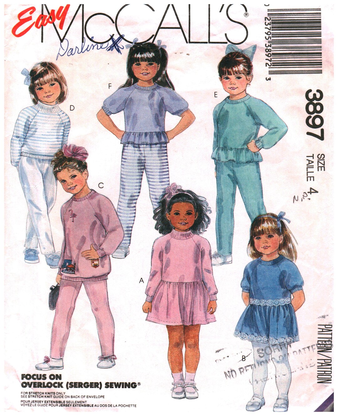 3897 Vintage Mccalls SEWING Pattern Childrens' Dress Top Pants OOP - Etsy