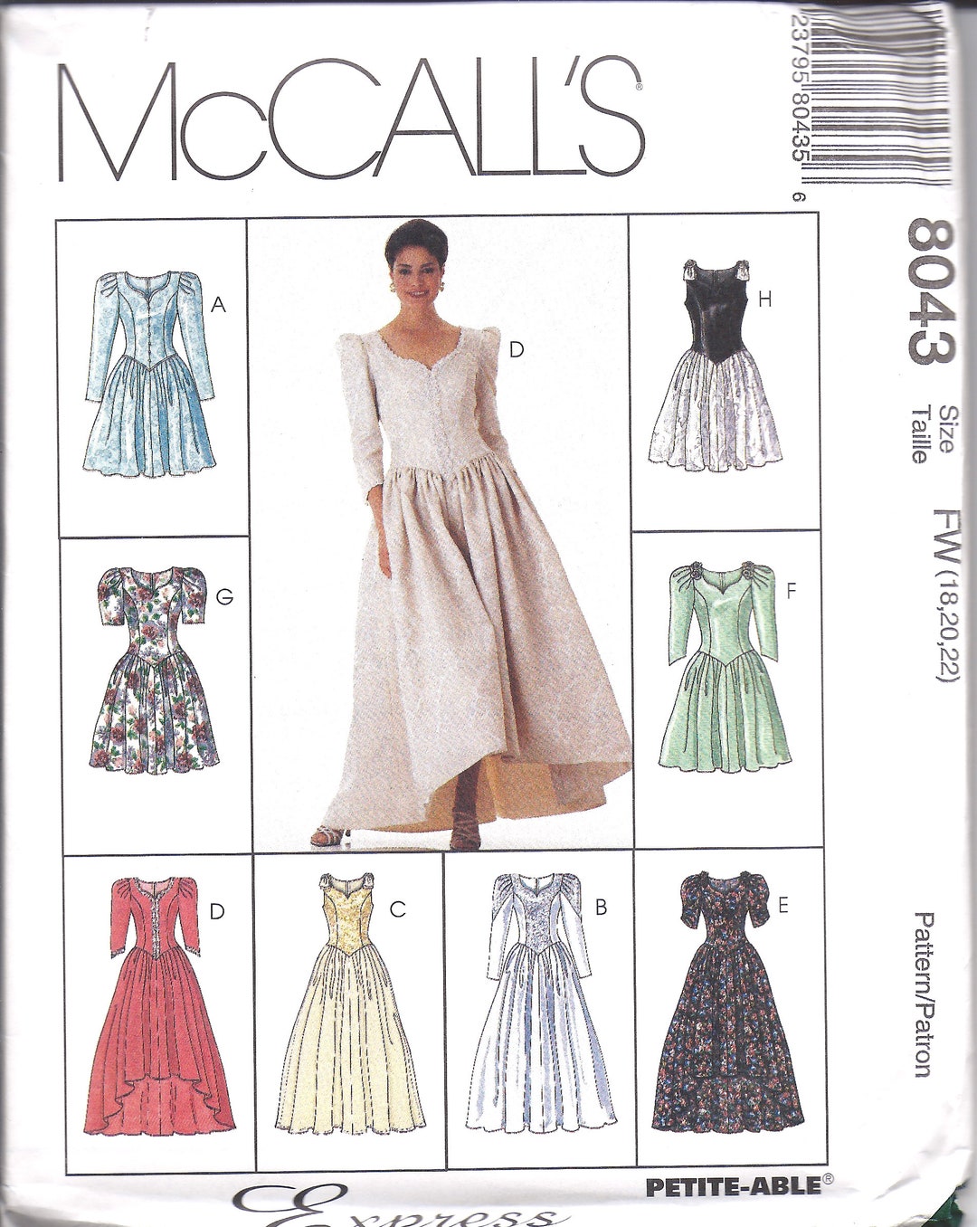 8043 Vintage Mccalls SEWING Pattern Misses Evening Prom Formal Dress ...
