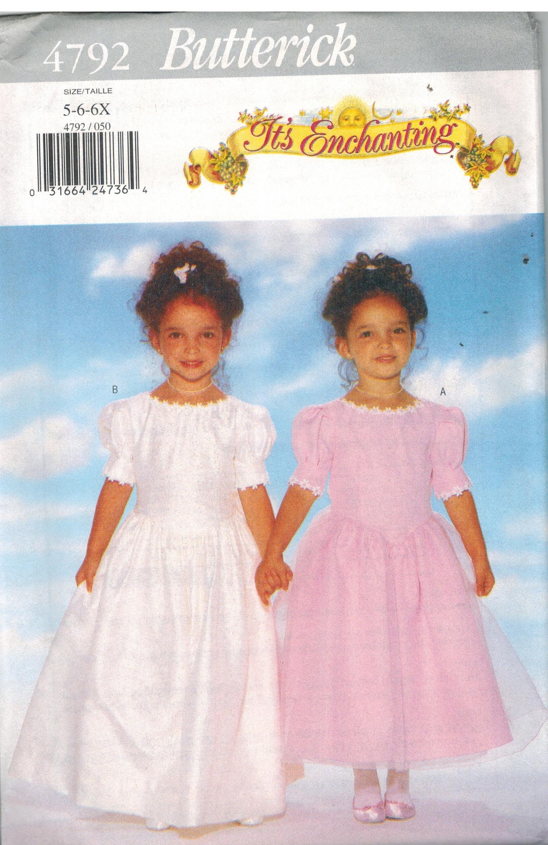 Vintage Butterick SEWING Pattern 4792 It's Enchanting Girls Party Dress ...