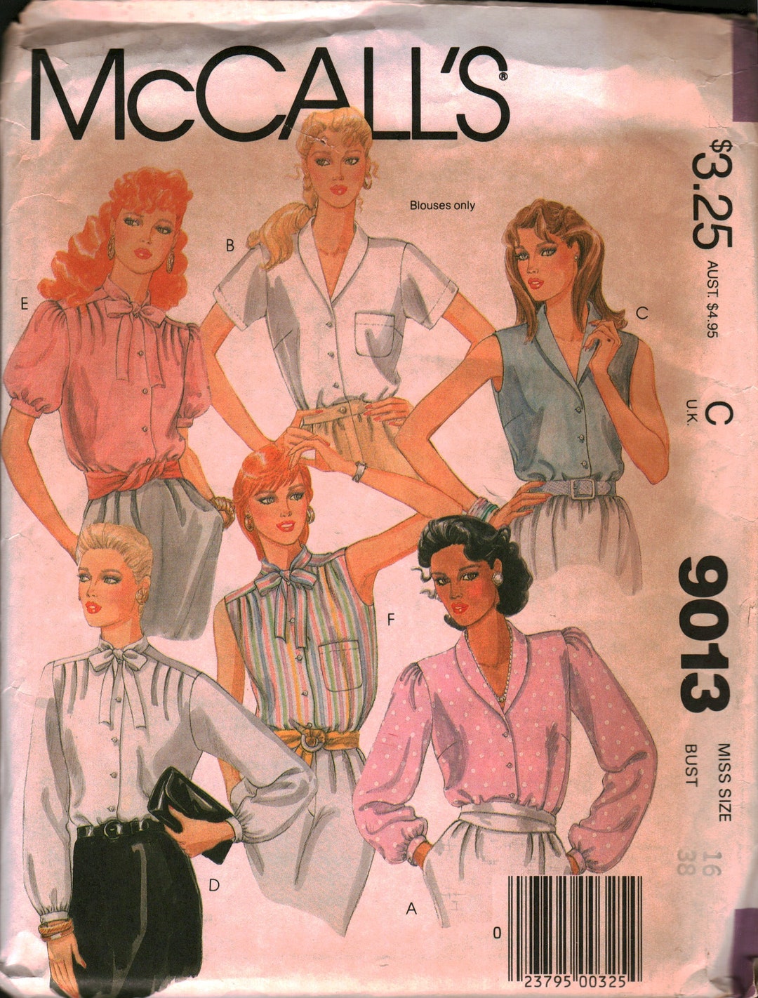 9013 Mccalls Vintage SEWING Pattern Misses Blouses OOP - Etsy