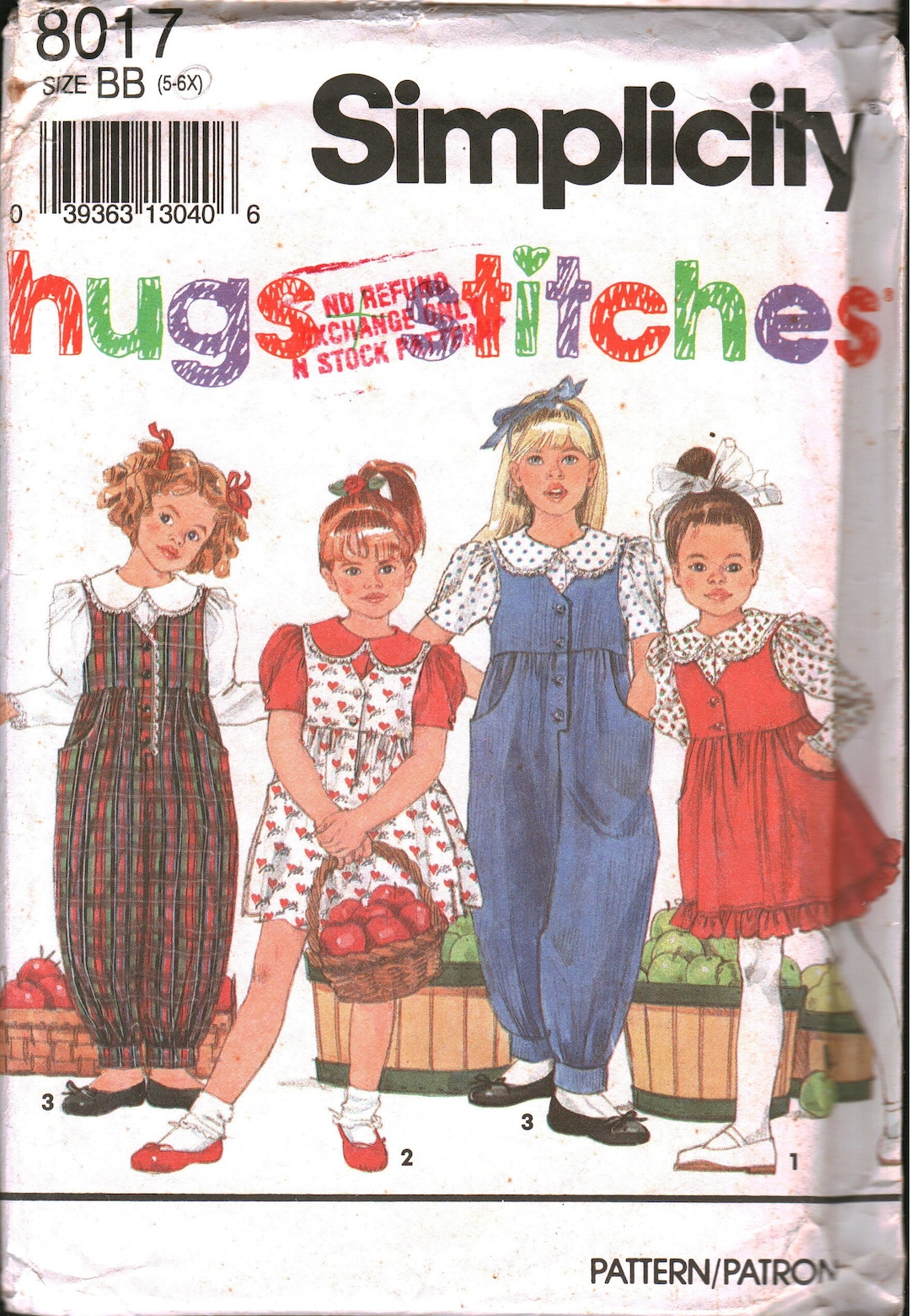 8017 Vintage Simplicity Pattern Girls Blouse Jumpsuit Jumper SEWING CUT ...