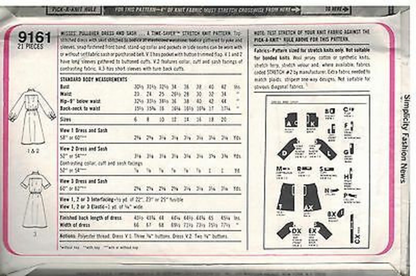 9161 UNCUT Simplicity Sewing Pattern Misses Pullover Dress - Etsy