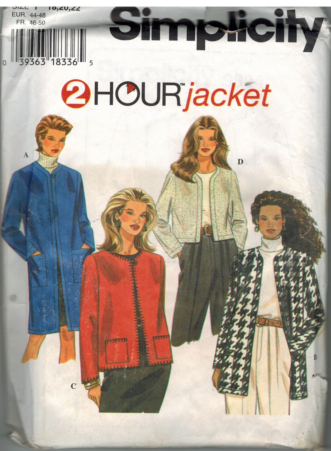 UNCUT Simplicity Sewing Pattern Unlined Loose Fitting Jacket - Etsy