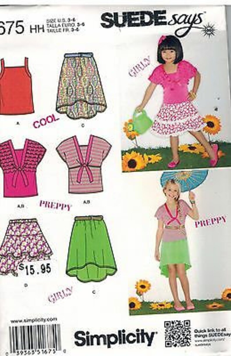 1675 UNCUT Simplicity Sewing Pattern Girls Skirt Knit Top - Etsy