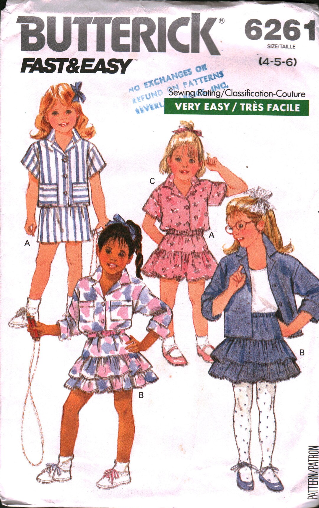 6261 Butterick Vintage SEWING Pattern Toddlers Shirt Skirt OOP - Etsy