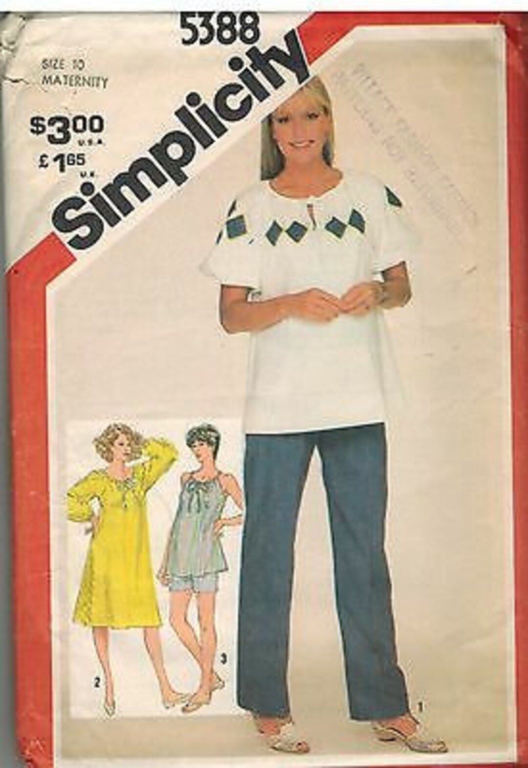5388 Vintage Simplicity Sewing Pattern Maternity Pullover Dress Pull on ...