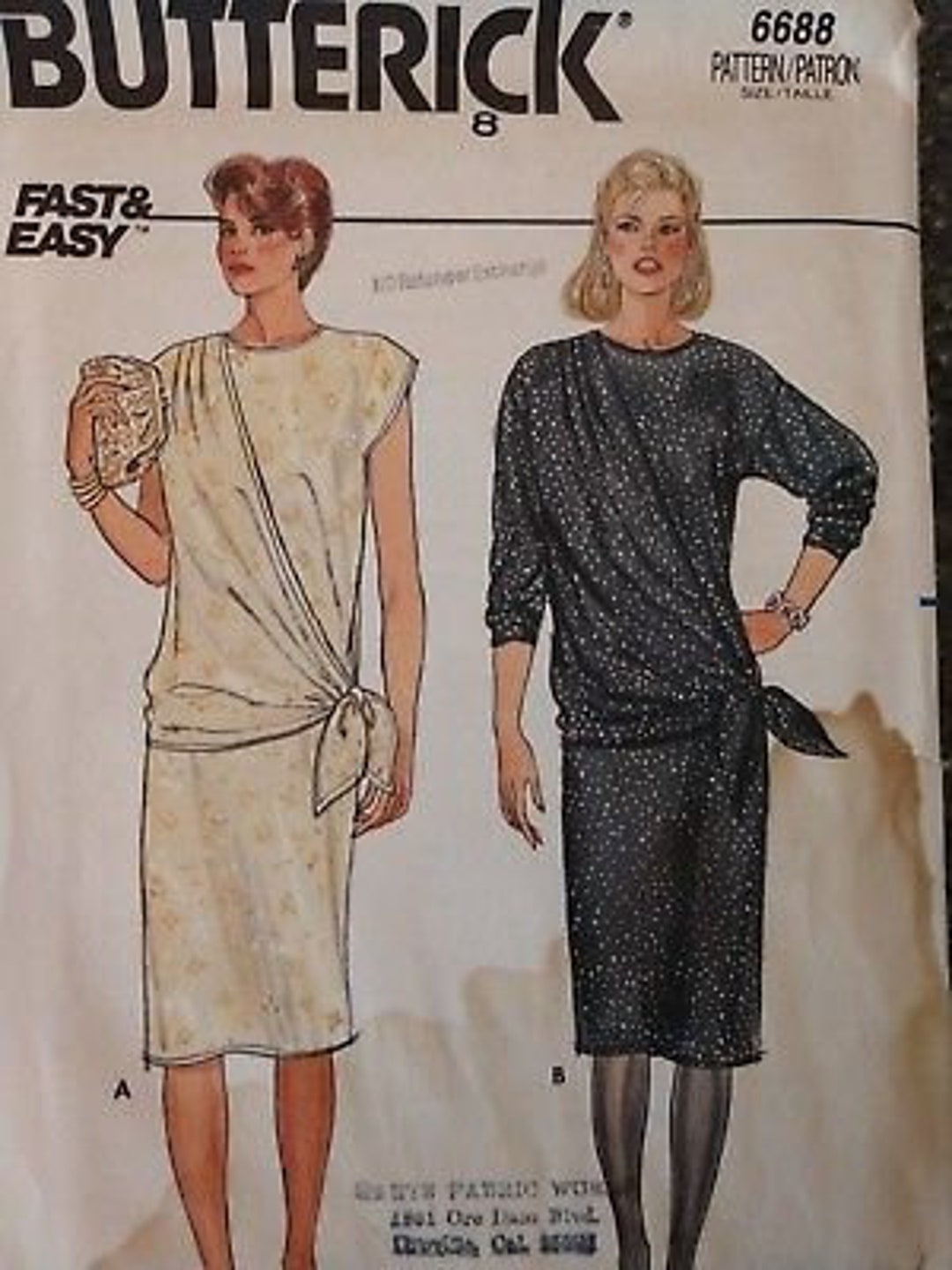 6688 Vintage Butterick SEWING Pattern Misses Loose Straight Pullover ...