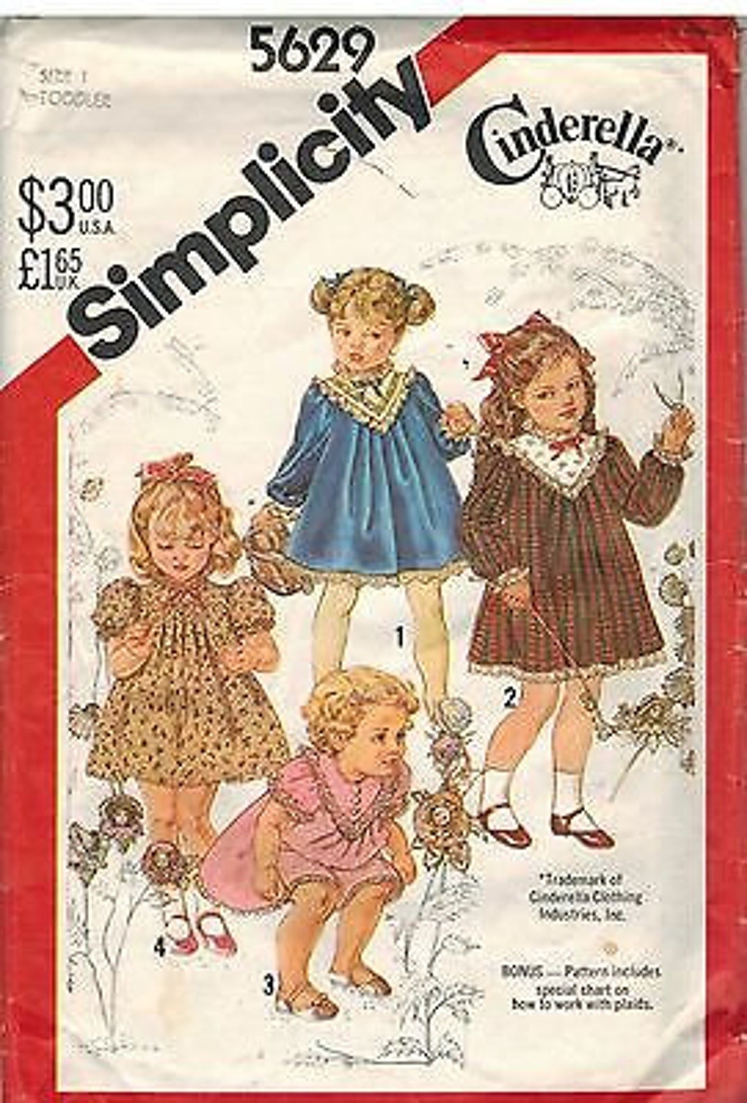 5629 Vintage Simplicity Sewing Pattern Girls Cinderella Ruffled Dress ...