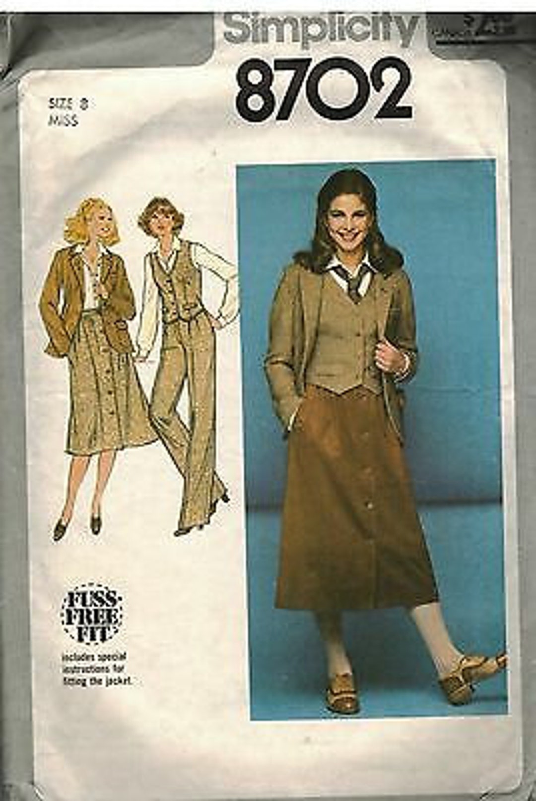 8702 Vintage Simplicity Sewing Pattern Misses Fuss Free Vest Pants ...