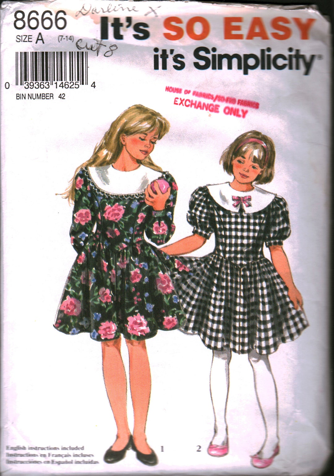 8666 Vintage Simplicity SEWING Pattern Childrens' Dress OOP - Etsy