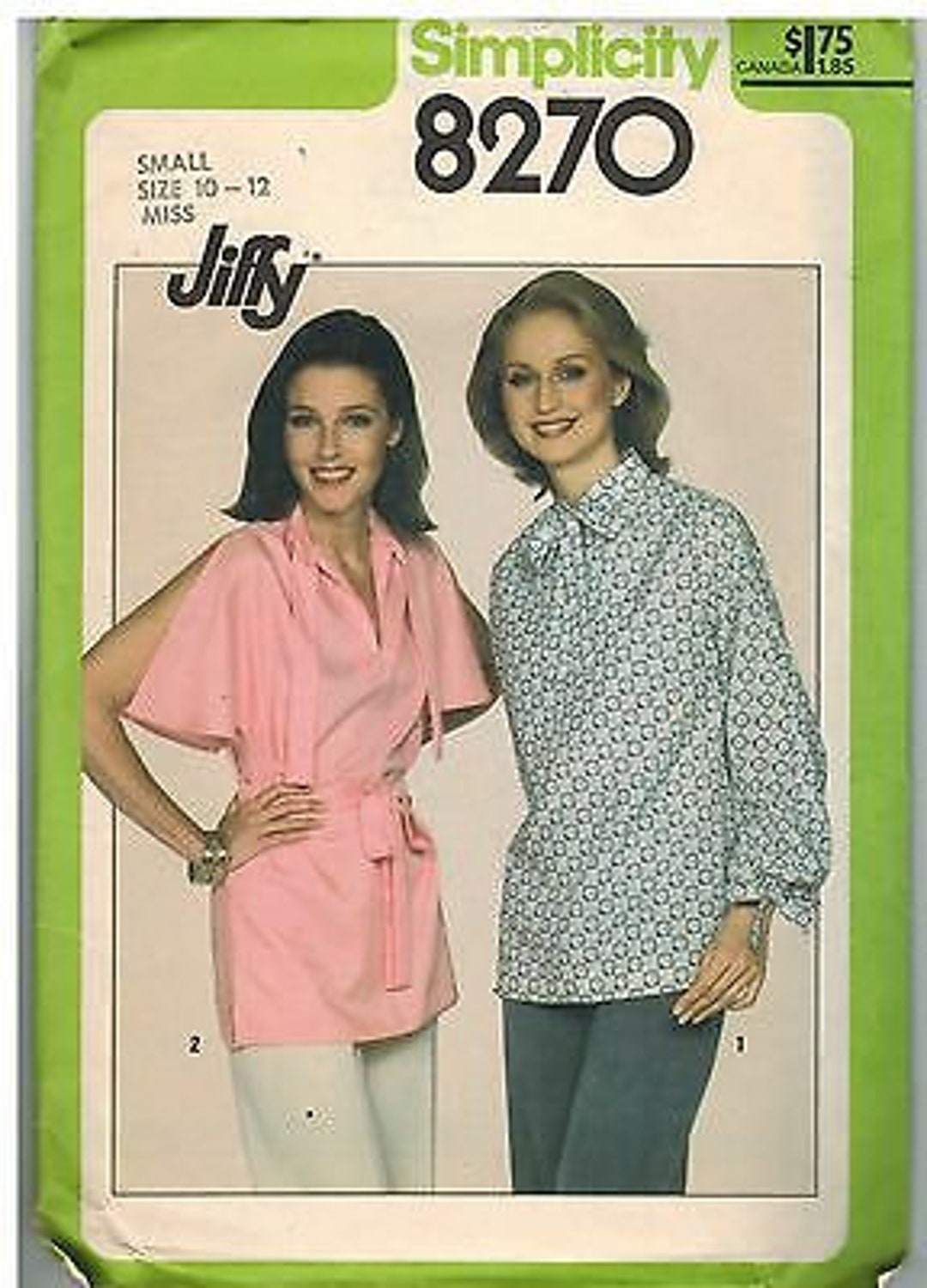 8270 Vintage Simplicity Sewing Pattern Misses Jiffy Pullover Tops ...