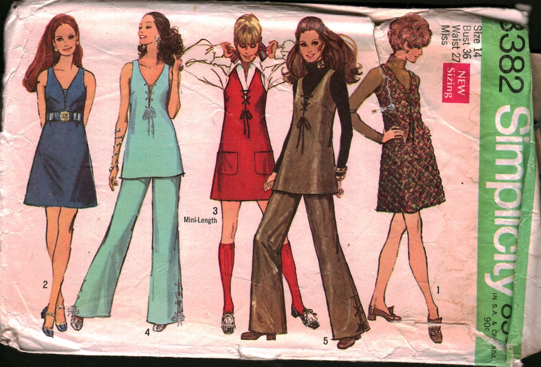 8382 Simplicity Vintage SEWING Pattern Misses Dress Jumper Tunic Pants OOP 14 - Etsy