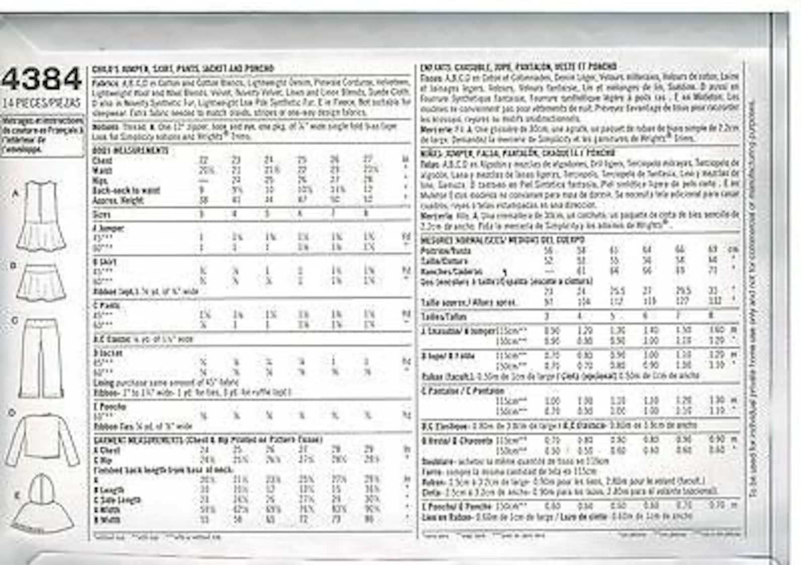 4384 Vintage Simplicity Sewing Pattern Girls Winter Jumper | Etsy