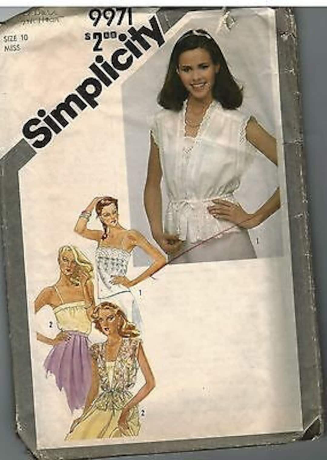 9971 Vintage Simplicity Sewing Pattern Misses Pullover Camisole Unlined ...