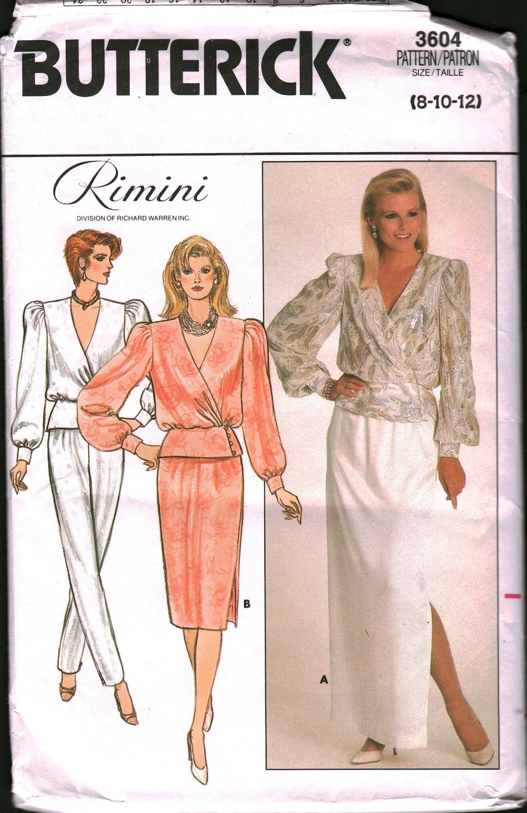 3604 Butterick Vintage SEWING Pattern Misses' Top Skirt Pants OOP - Etsy