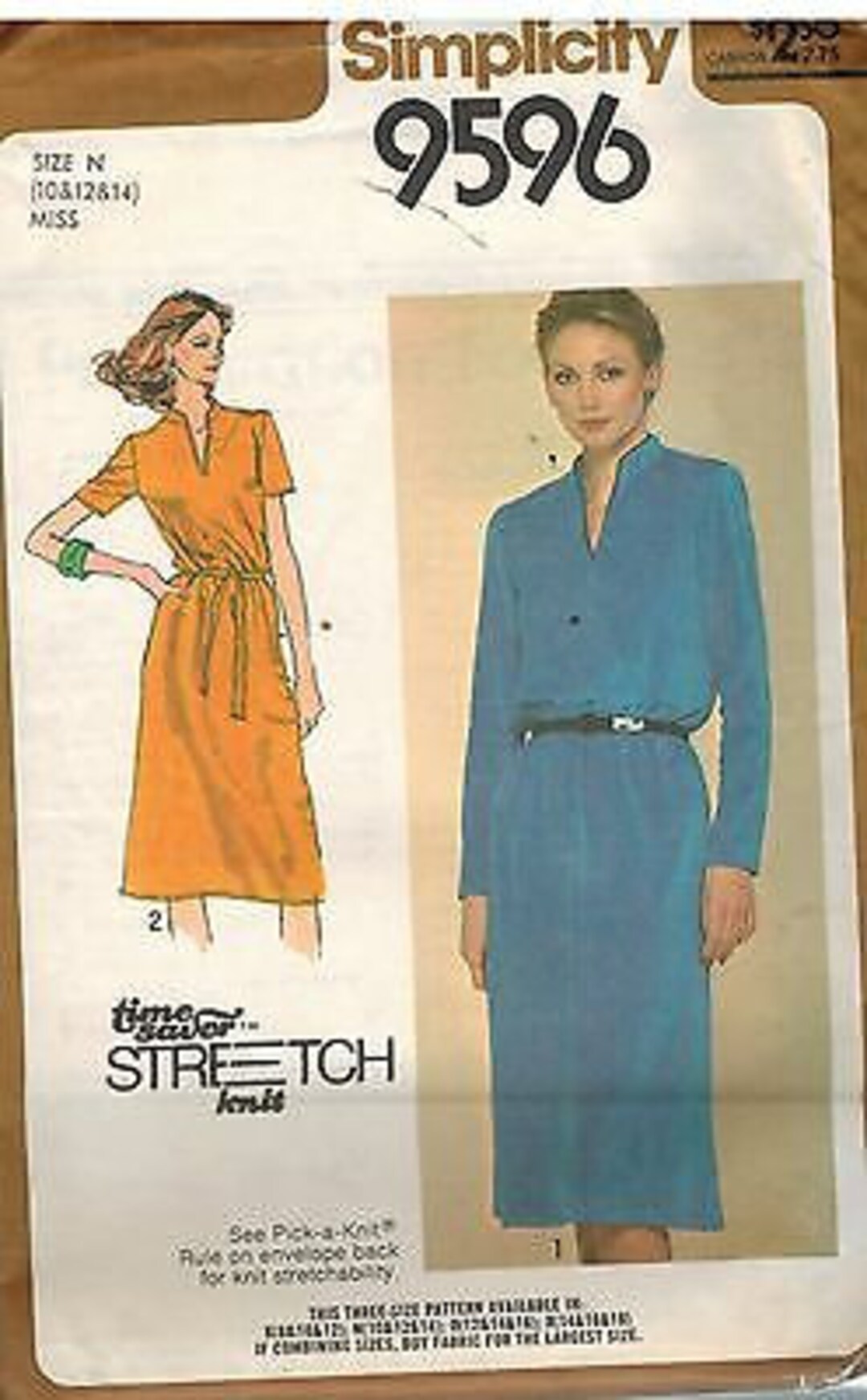 9596 UNCUT Simplicity Sewing Pattern Miss Time Save Stretch Knit ...