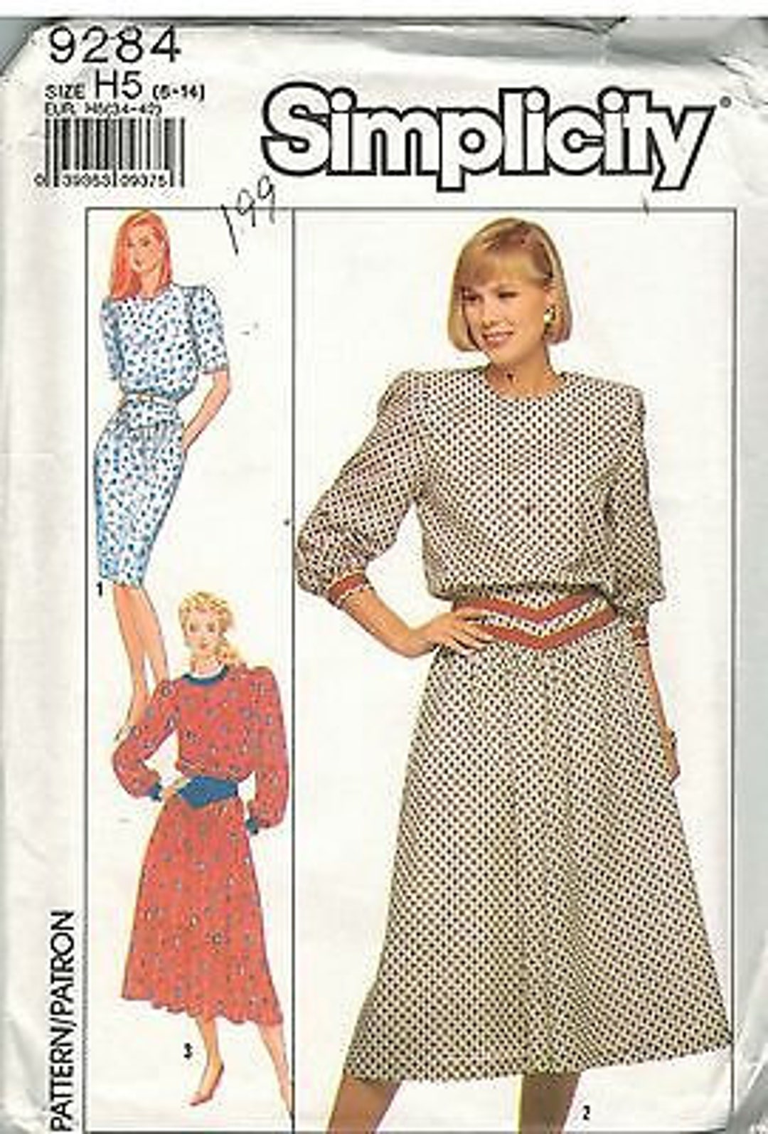 9284 Vintage Simplicity Sewing Pattern Misses Back Button Dress in 2 ...