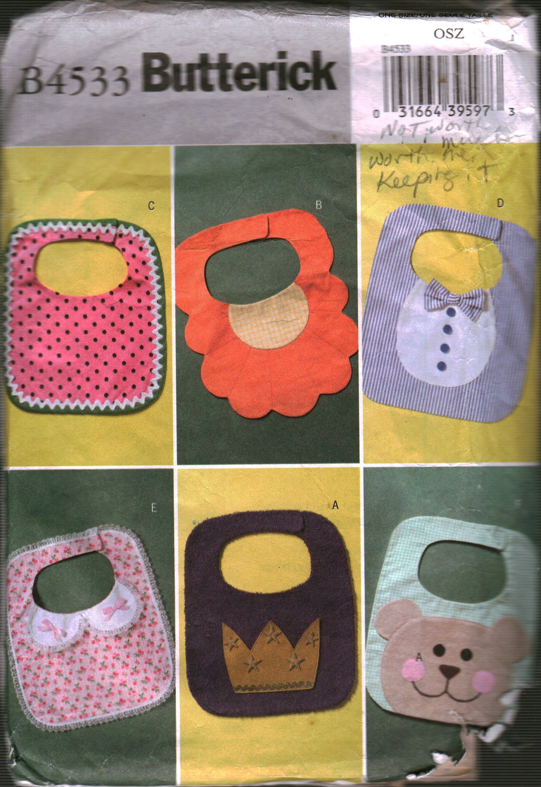 4533 Butterick SEWING Pattern Craft Baby Bibs OOP - Etsy