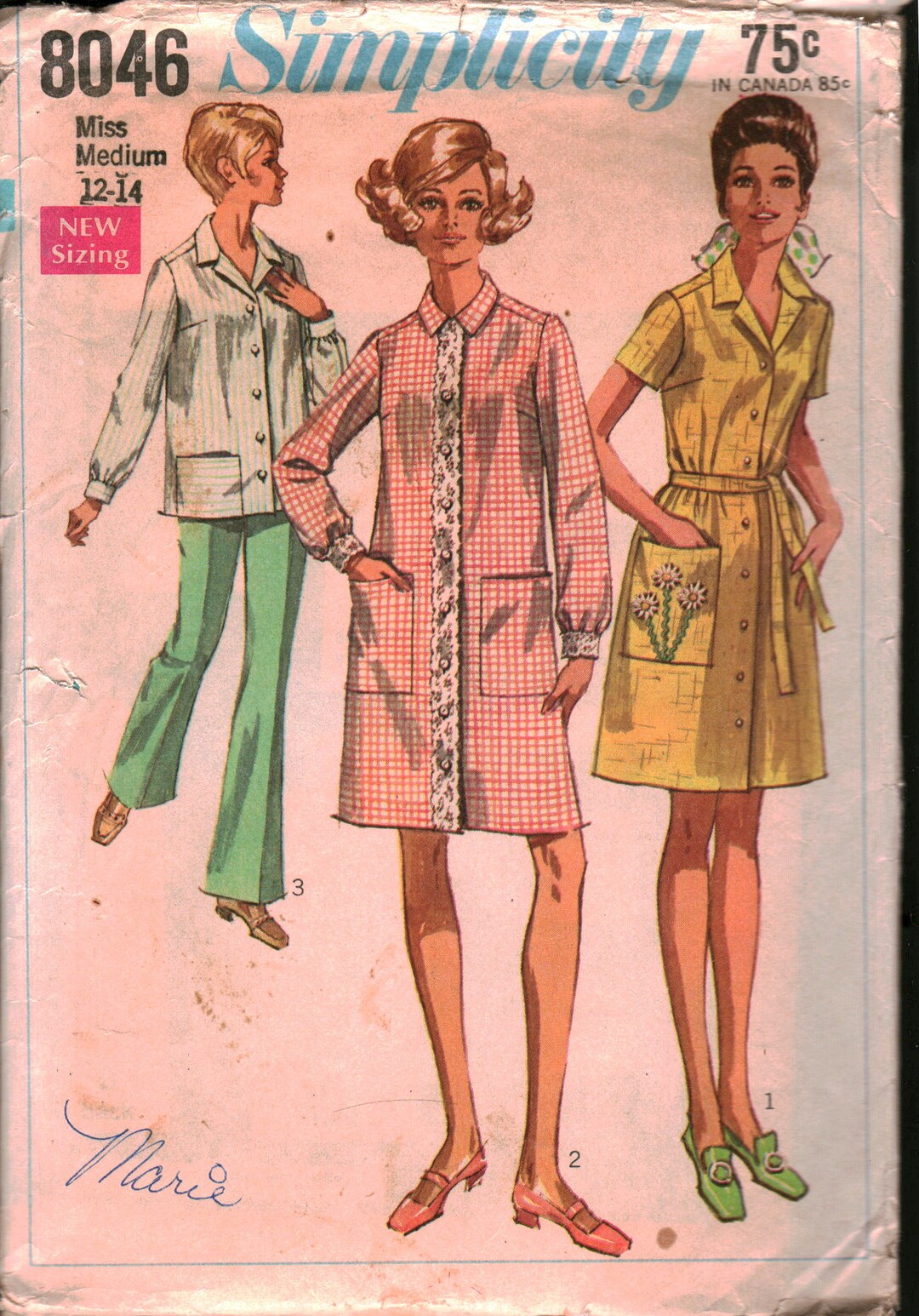 8046 Vintage Simplicity Sewing Pattern Misses Housecoat Smock Casual ...