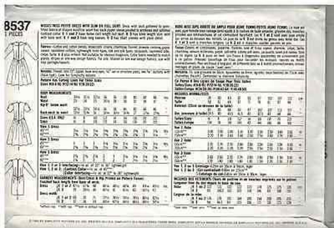 8537 Vintage Simplicity SEWING Pattern Misses Fitted Dress - Etsy